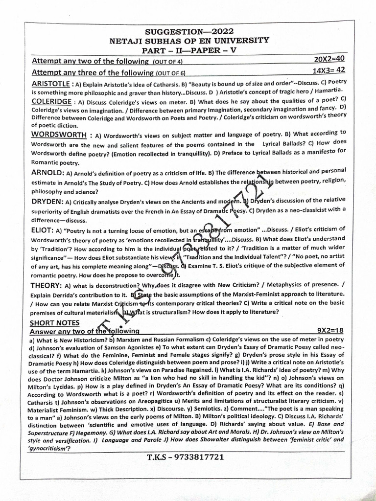 PG English Part II (Paper - 5) | PDF