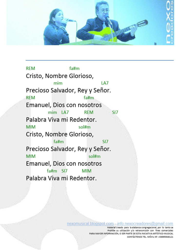 Cristo Nombre Glorioso: Letra y Acordes | PDF