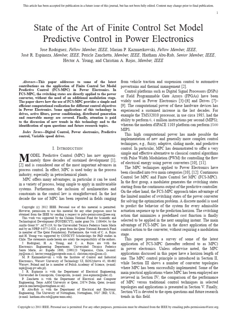 State of The Art of Finite Control Set M | PDF