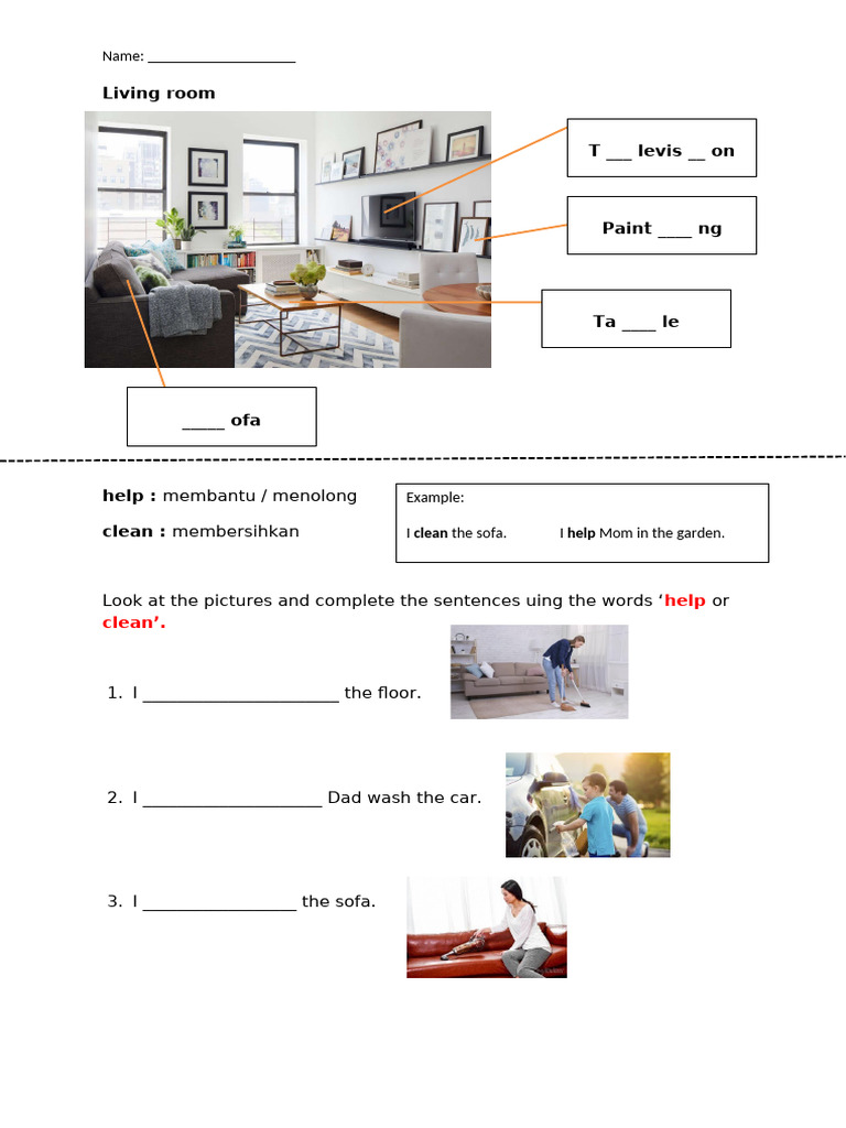 LIVINGROOM WORKSHEET | PDF