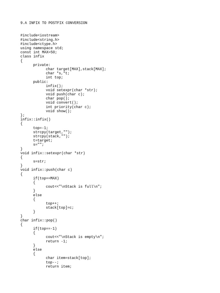 Infix To Postfix Conversion and Quicksort | PDF