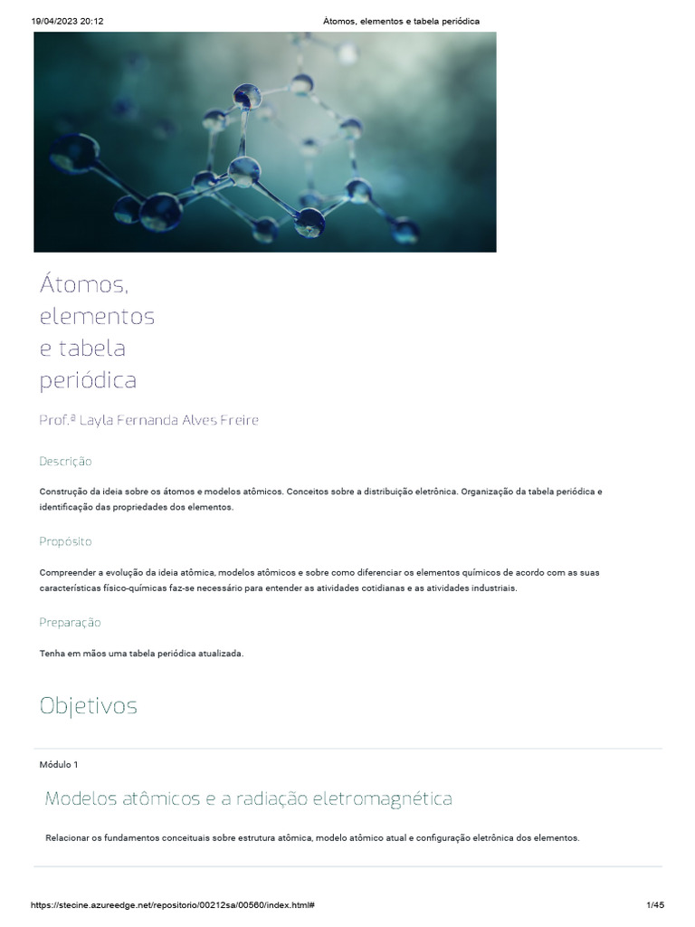 Átomos, Elementos e Tabela Periódica | PDF