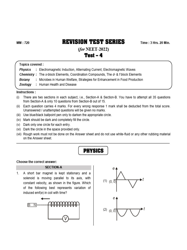 Aakash Revision Test - 4 | PDF