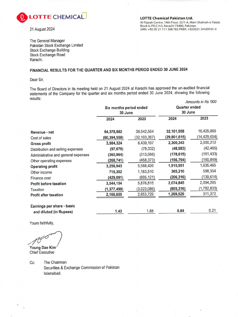 Lotte Chemical Pakistan Limited | PDF