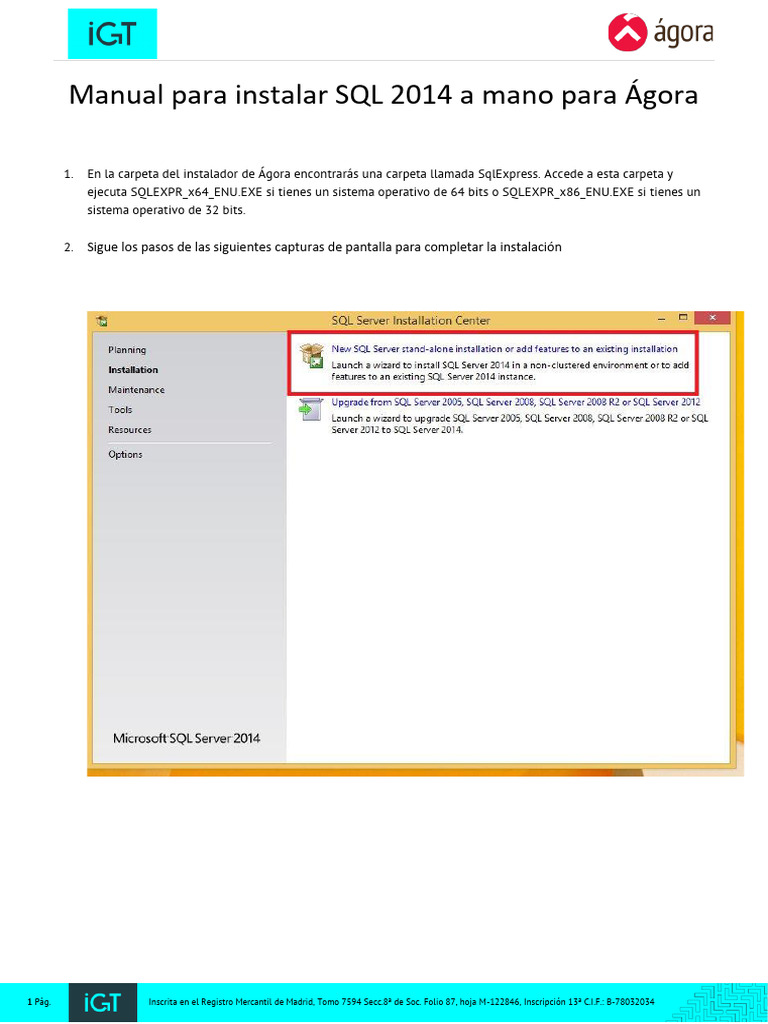 Guia Instalación SQL2014 para Ágora | PDF