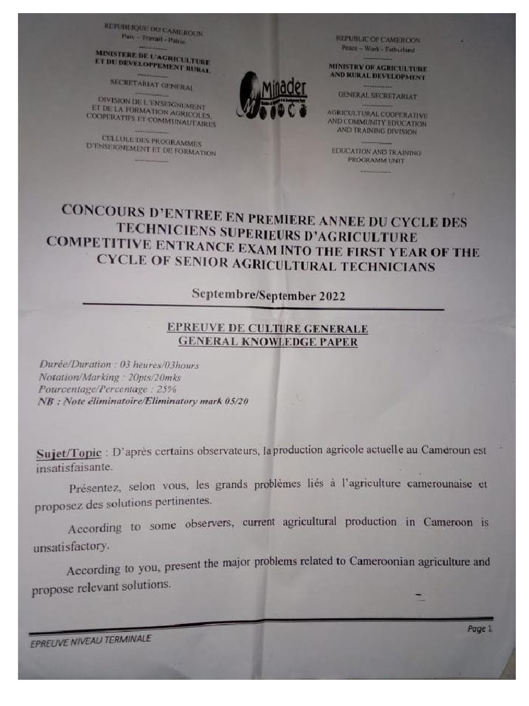 Epreuve de Culture Generale | PDF