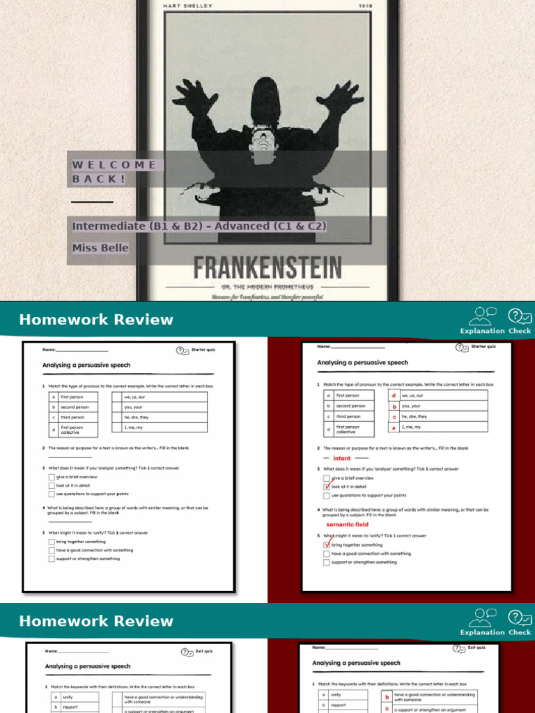 Creative Reading 1 - Frankenstein | PDF