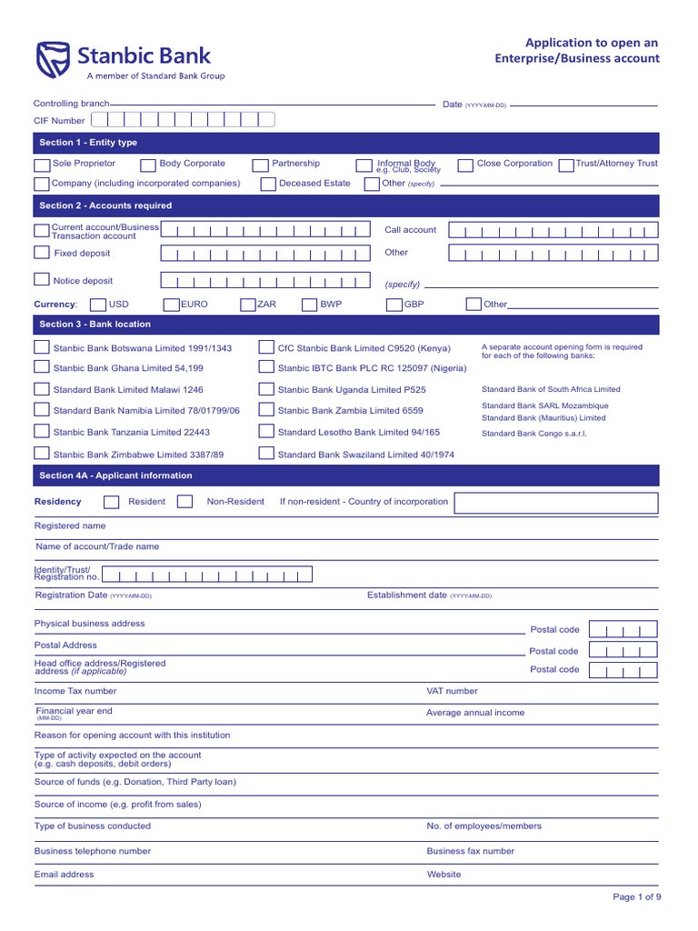 Business Account Opening Form | PDF