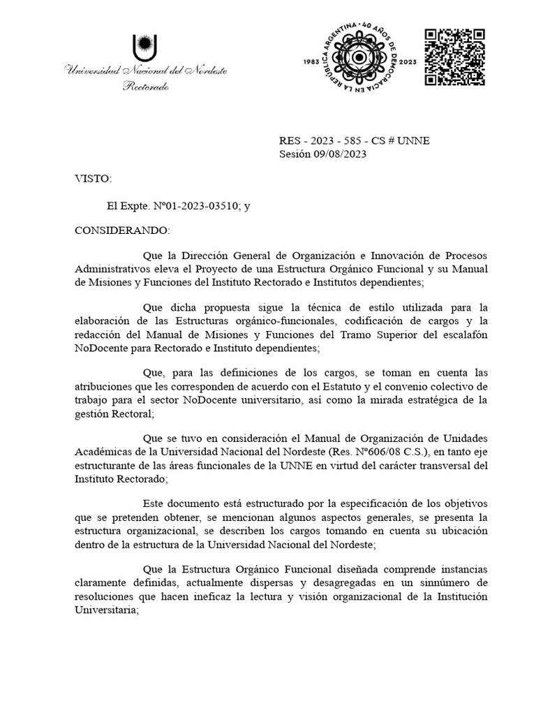 585 23 Estructura y Manual Rectorado | PDF