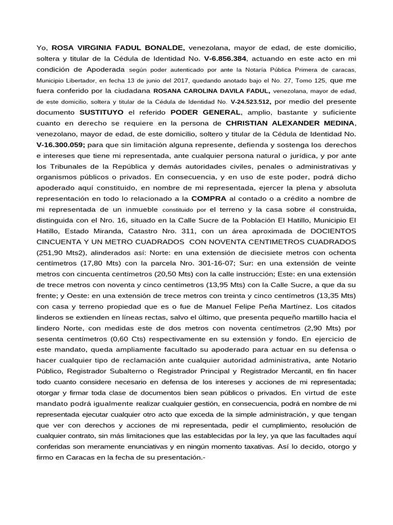 Sustitucion de Poder General de Adm. y Disp - Doc Andrea Chimaras | PDF