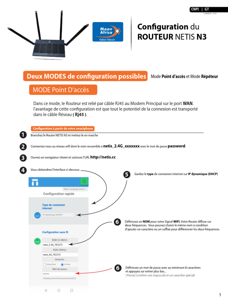 Moov Africa Mode Operatoire Routeur NETIS N3 | PDF
