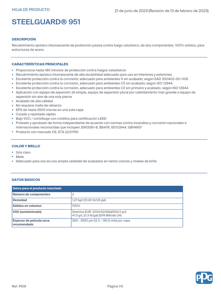 Steelguard® 951: Hoja de Producto | PDF