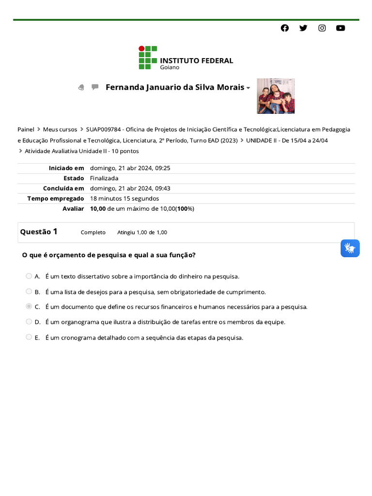 Atividade Avaliativa Unidade II - 10 Pontos - Revisão Da Tentativa | PDF