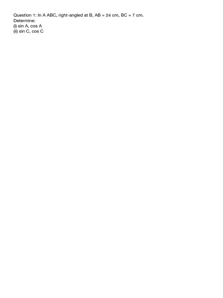 Trigonometry Questions Pdf