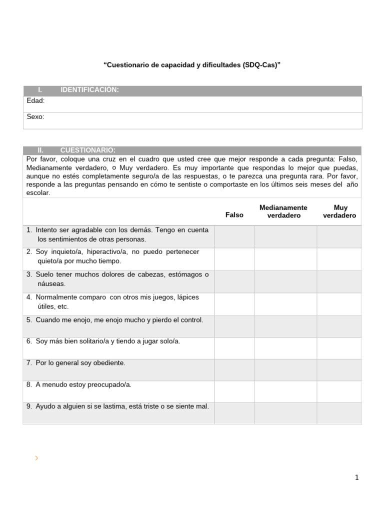 SDQ Estudiantes | PDF