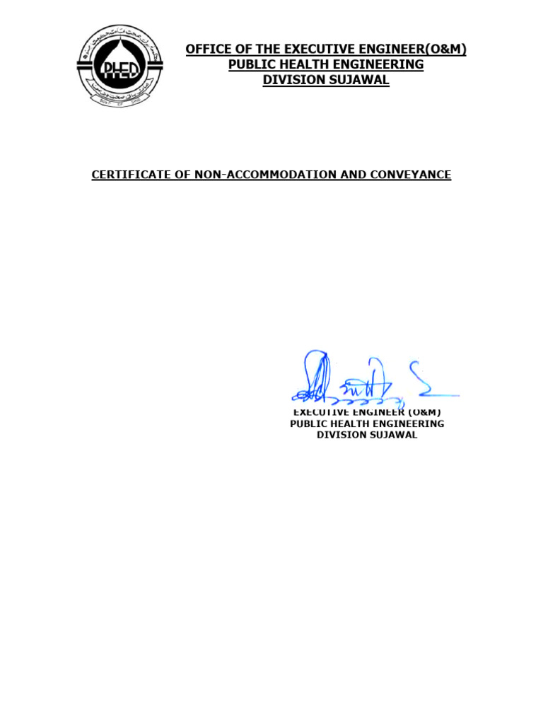 Non Accomodation Certificate | PDF