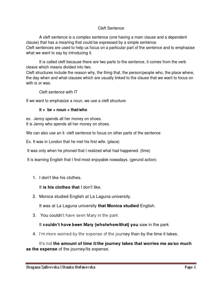 Cleft Sentence | PDF | Sentence (Linguistics) | Clause