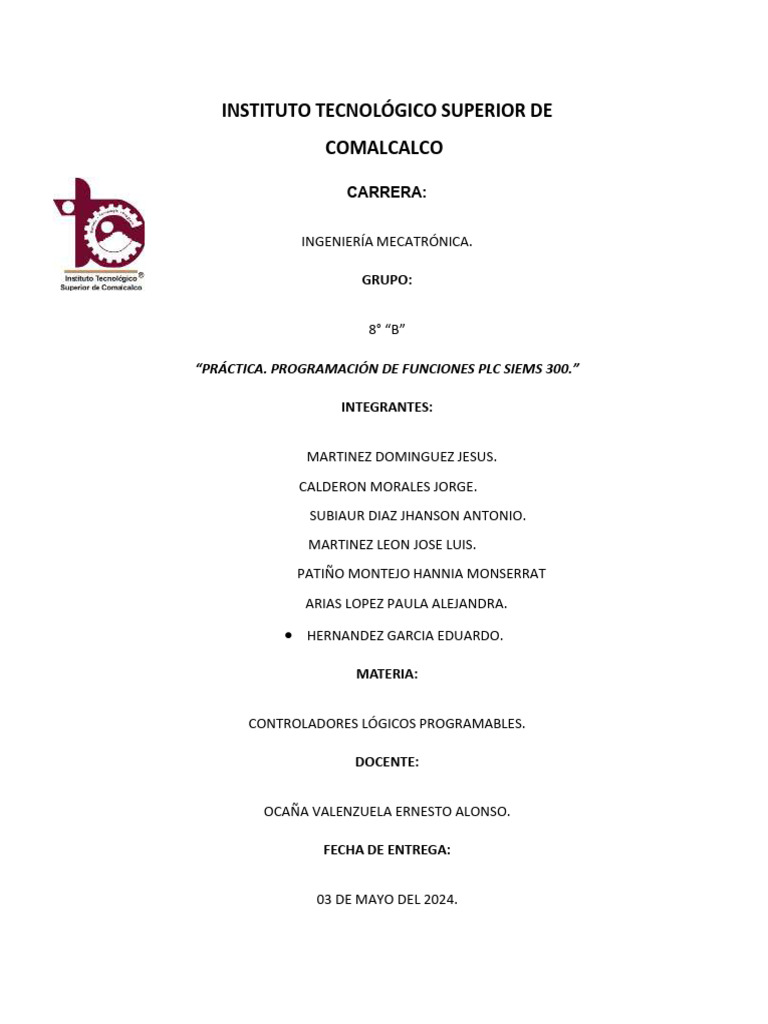 PLC Siems Practica Tecnm | PDF