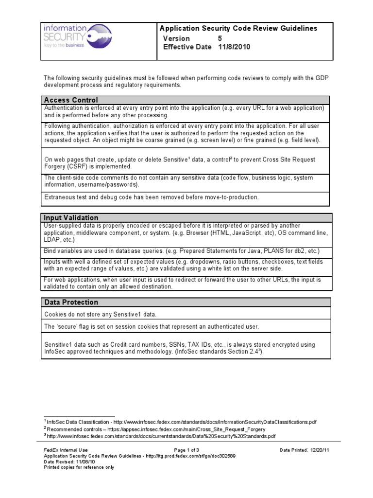 Application Security Code Review Guidelines | PDF | Information ...