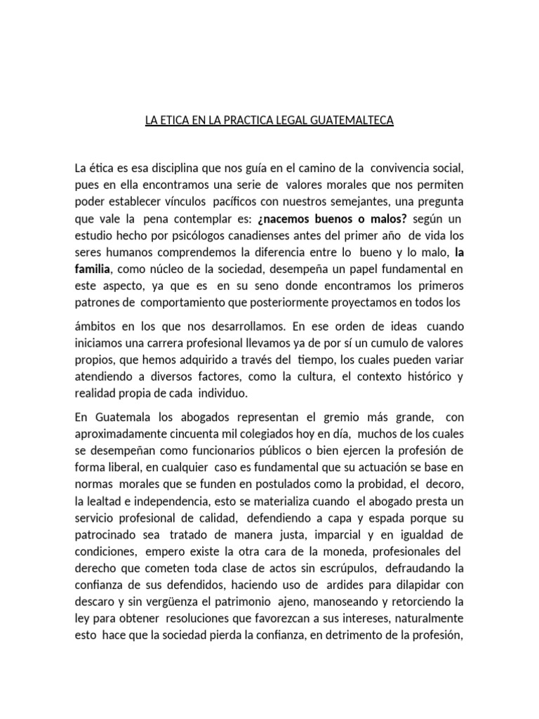 Ética Legal en Guatemala | PDF | Abogado | Guatemala