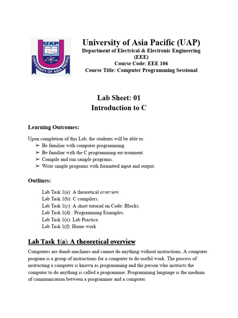 Lab Sheet-1 | PDF