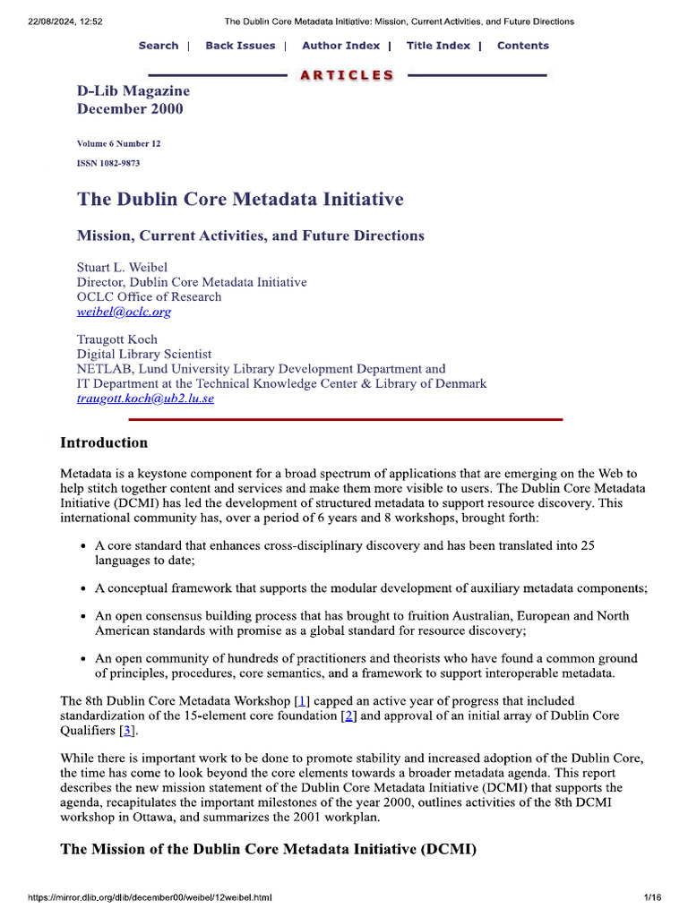 The Dublin Core Metadata Initiative | PDF