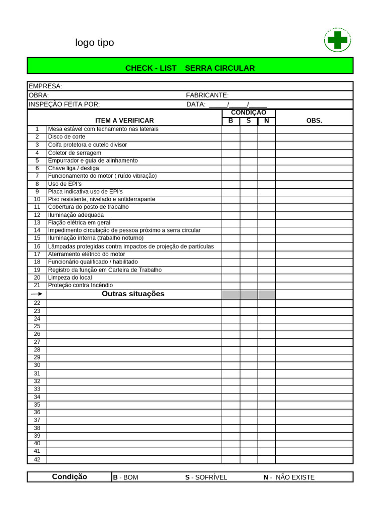 Checklist para Serra Circular Elétrica | PDF