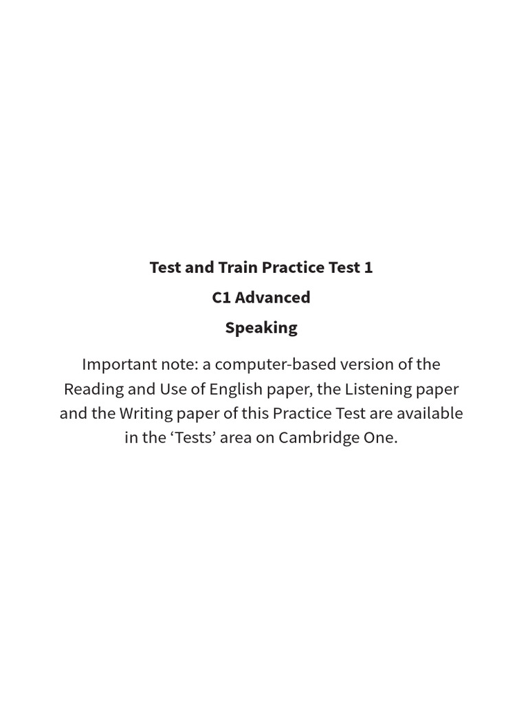 Test and Train Practice Test C1 Advanced Speaking Frames | PDF