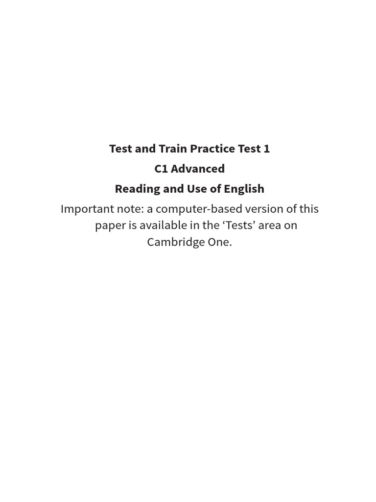 Test and Train Practice Test C1 Advanced Reading and Use of English ...