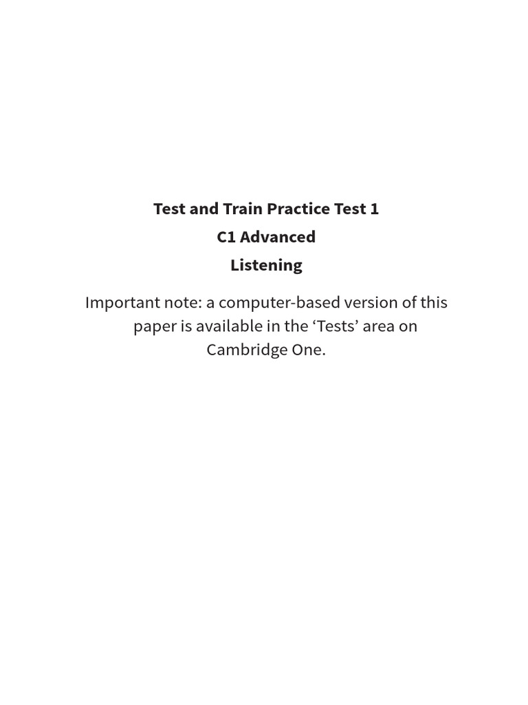 Test and Train Practice Test C1 Advanced Listening Question Paper | PDF