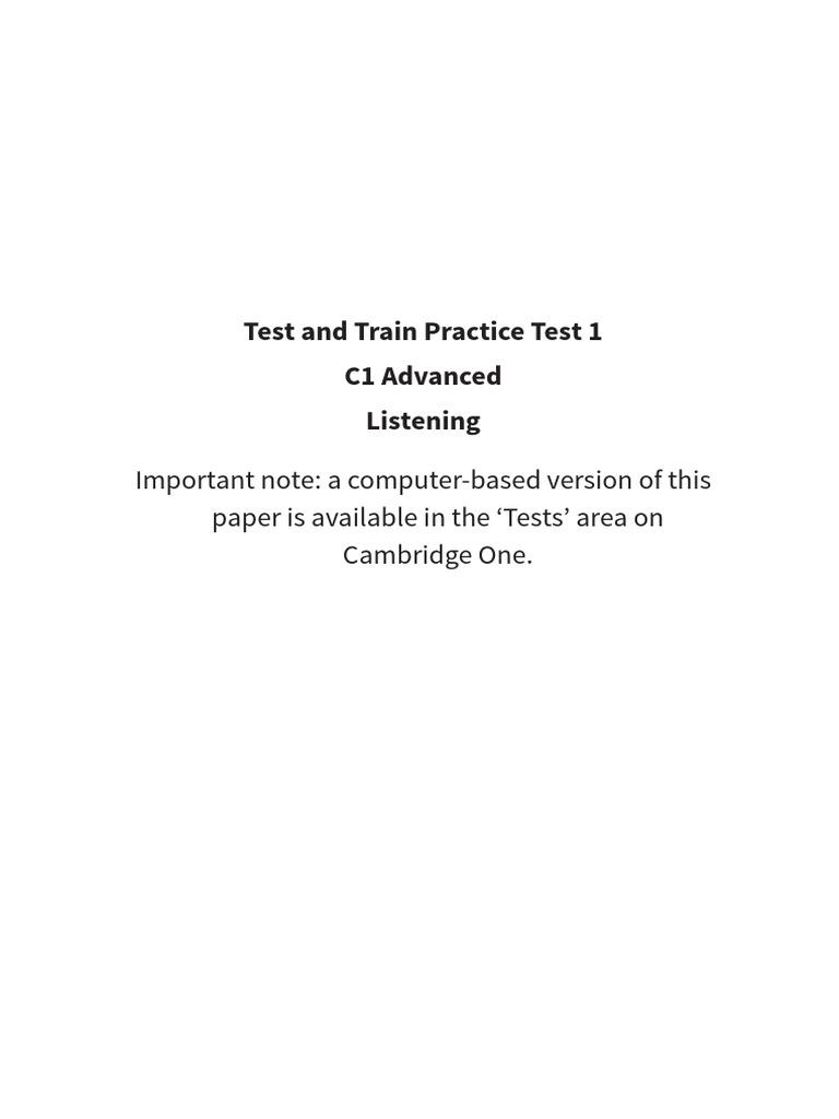 Test and Train Practice Test C1 Advanced Listening Answer Key | PDF