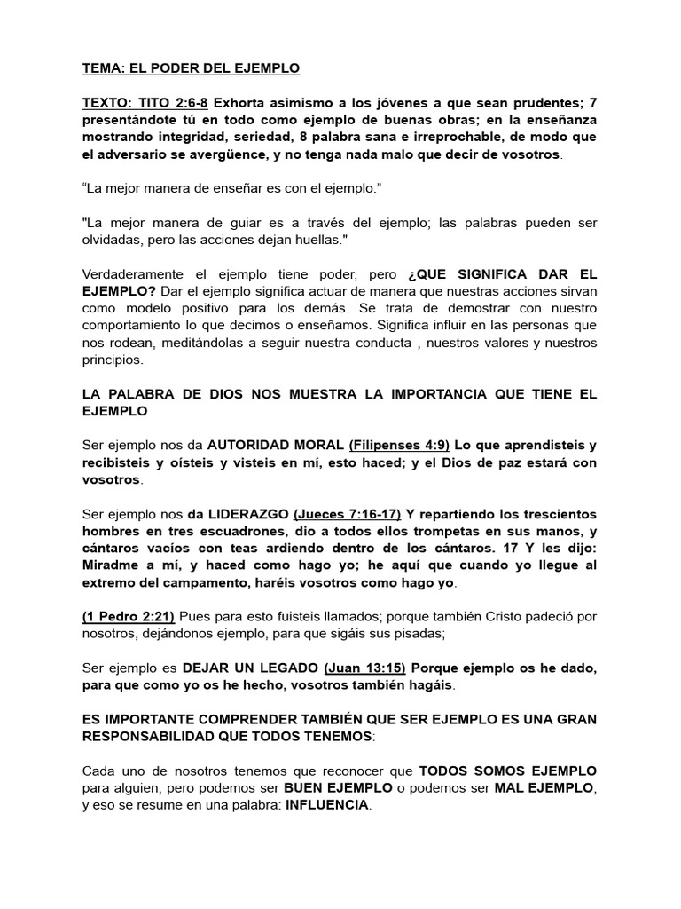 El Poder Del Ejemplo | PDF