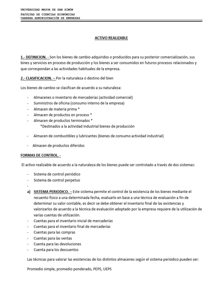 Activo Realizable Teoria | PDF