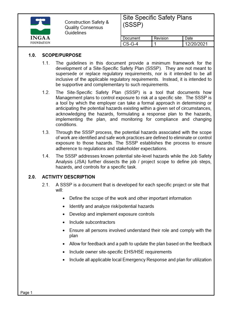 Site Specific Safety Plan | PDF