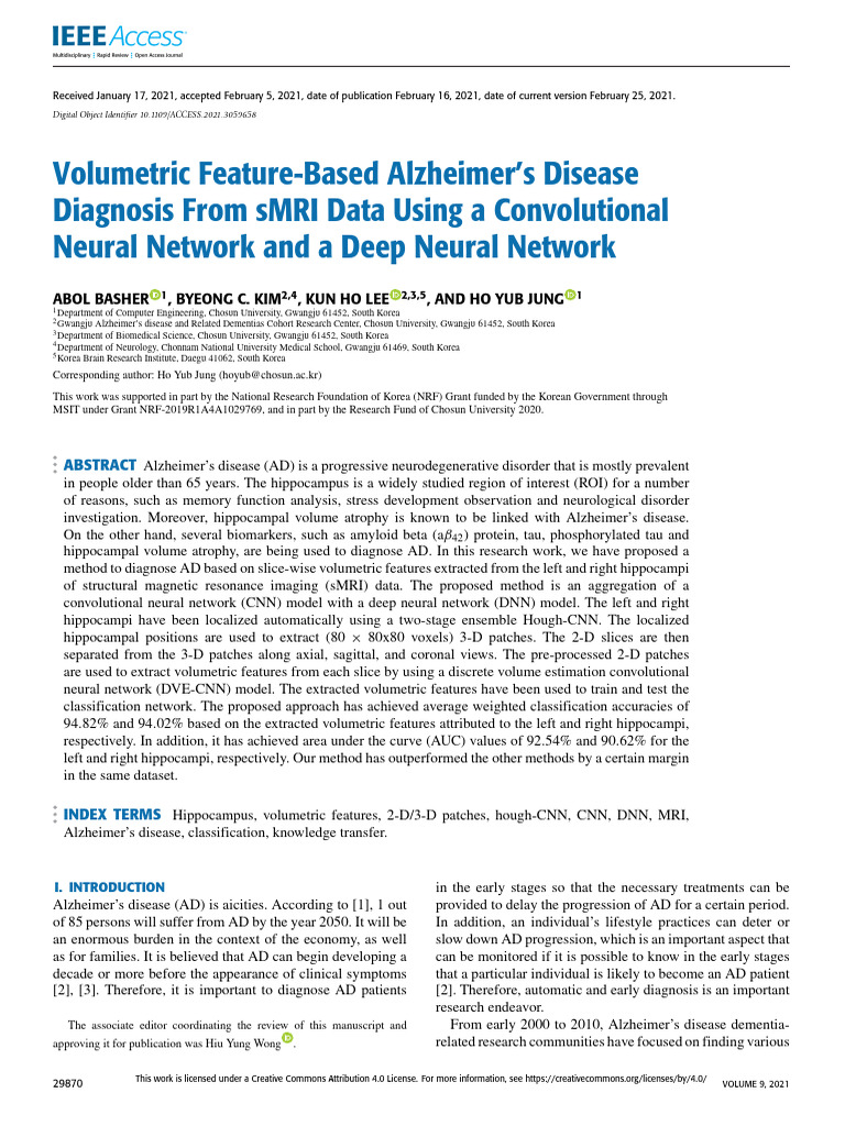 Annotated-Volumetric Feature-Based Alzheimers Disease Diagnosis From SMRI Data Using A ...
