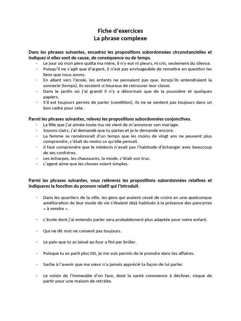 SubordonneÌ Es Exos | PDF