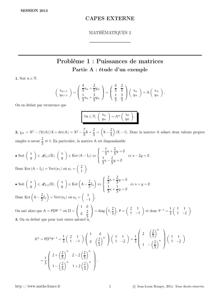 Capes 2013 M2 Corrige | PDF