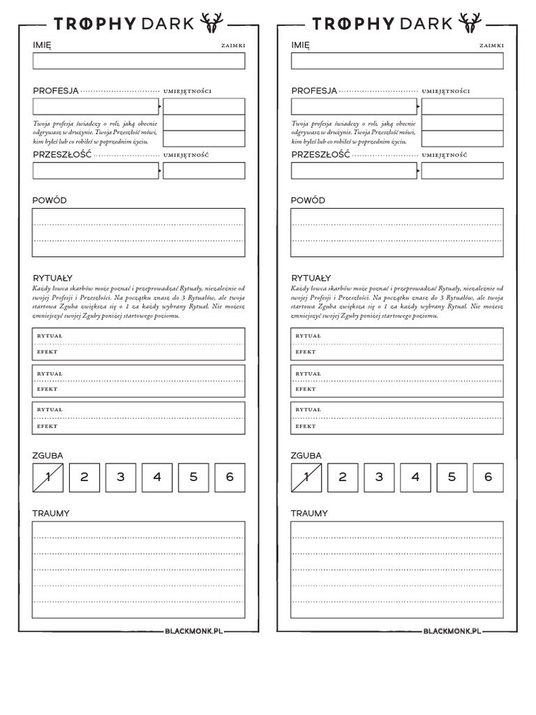 Trophy Dark Karta Postaci | PDF