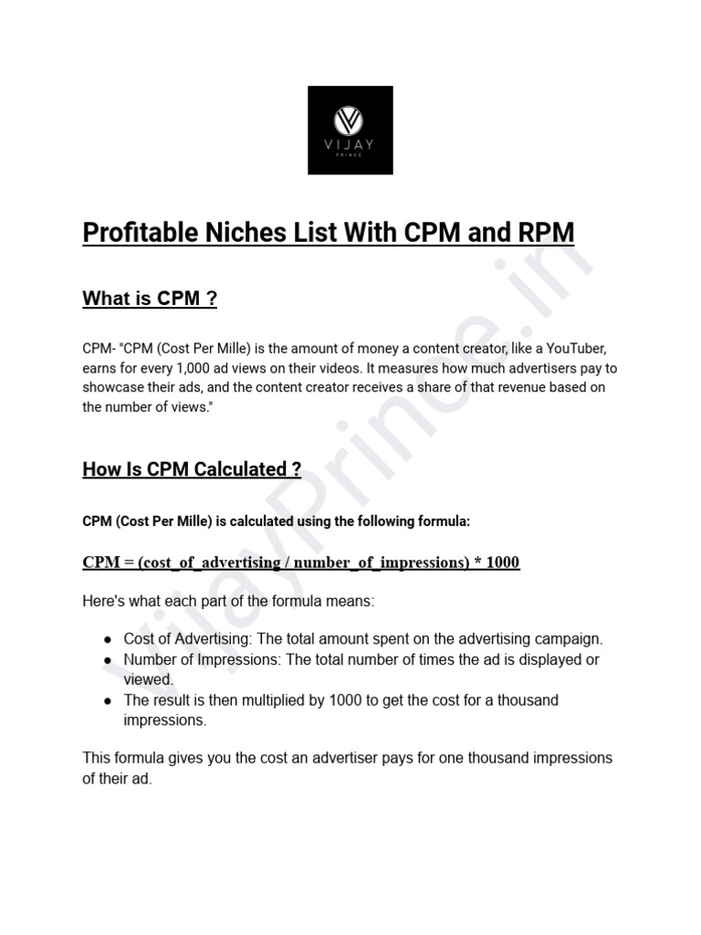 Profitable Niches List 2024 | PDF