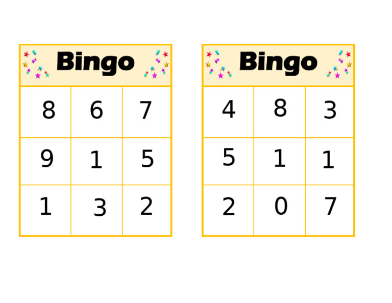 Bingo de Números de 0 Al 10 | PDF