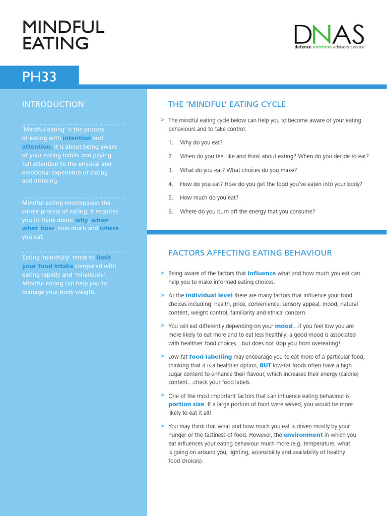 Mindful Eating Pdf Nutrition Diet Nutrition