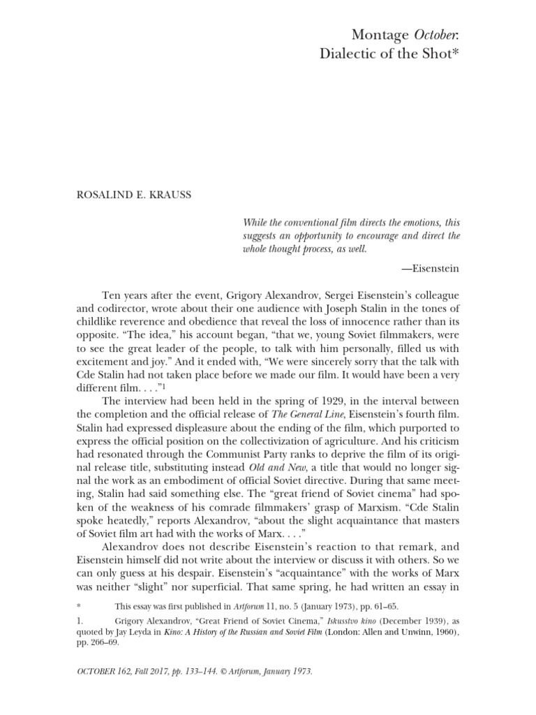 1.3. KRAUSS, Rosalind. Montage October - Dialectic of The Shot | PDF
