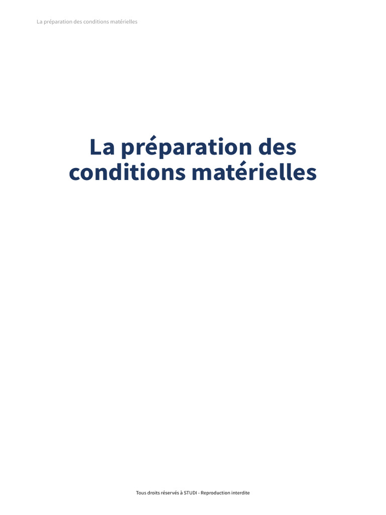 La Préparation Des Conditions Matérielles | PDF