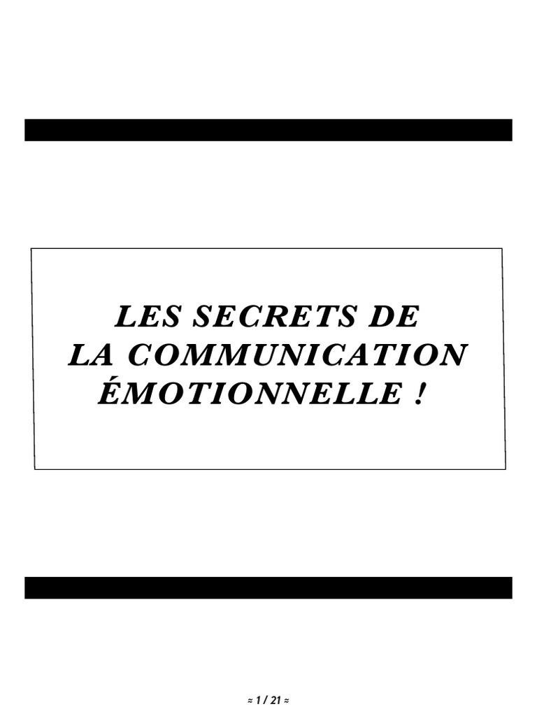 Les secrets de la communication émotionnelle ! | PDF