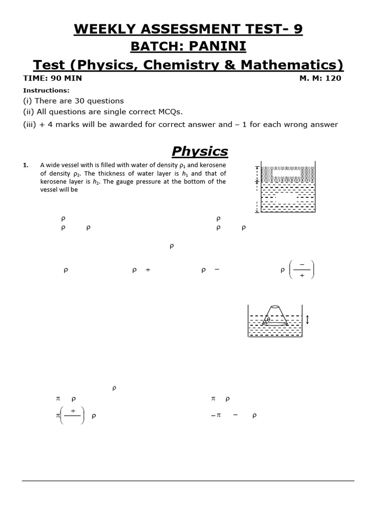 Weekly Assessment Test11ht-9-1 | PDF