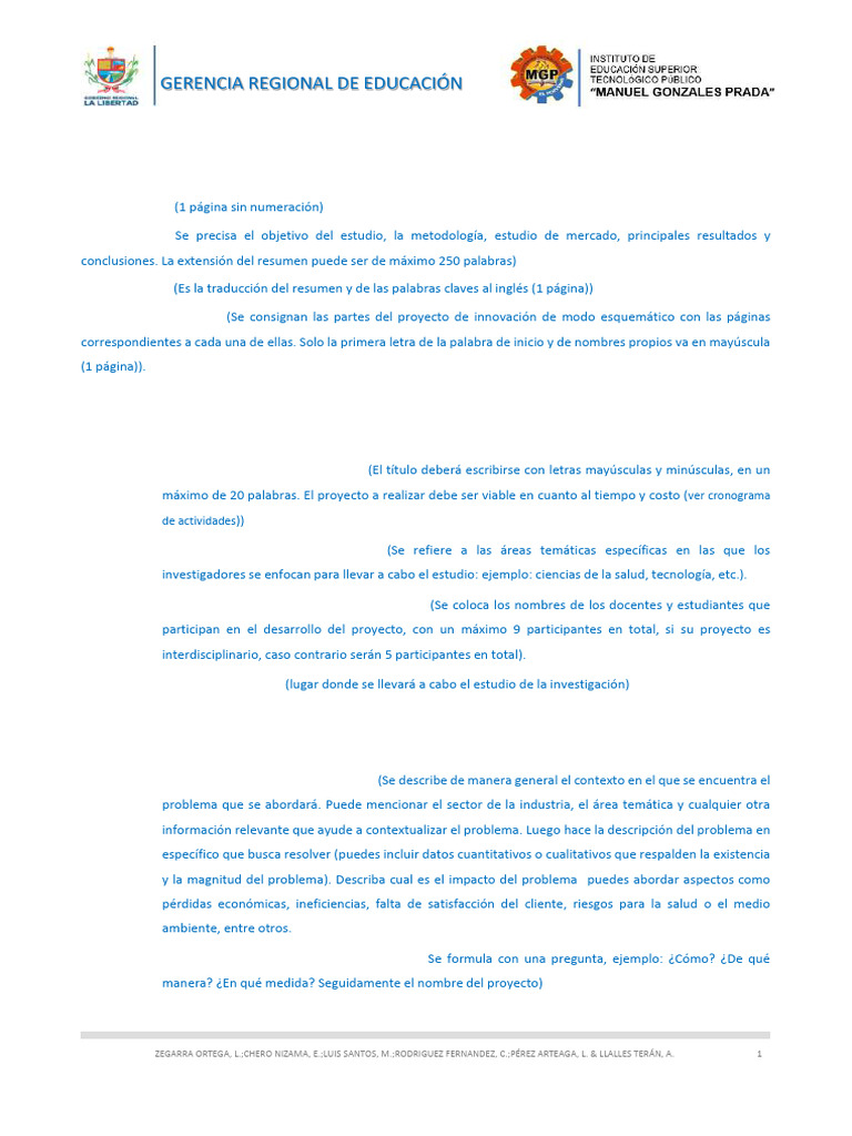 Estructura de Proyecto de Innovaci-N Tecnologica Final | PDF