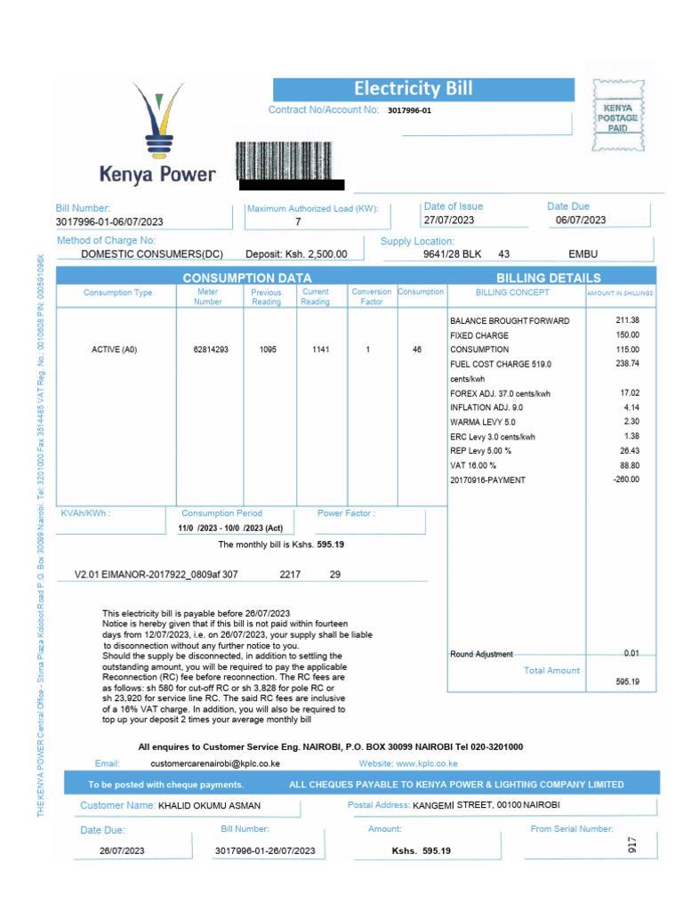 Simon njiru..KPLC Bill | PDF