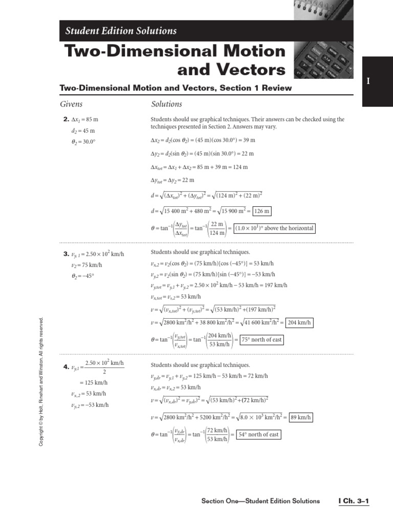 Chapter 3 Motion in Two Dimensions Solutions For Practice Problems and ...