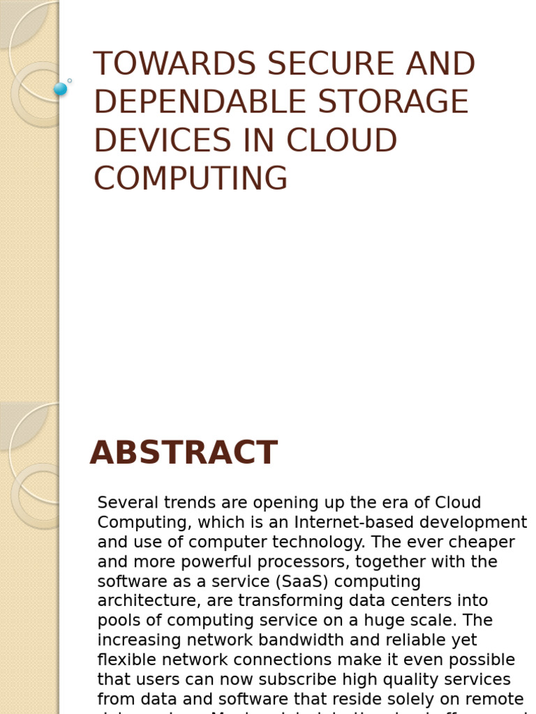 Towards Secure and Dependable Storage Devices in Cloud Computing | PDF