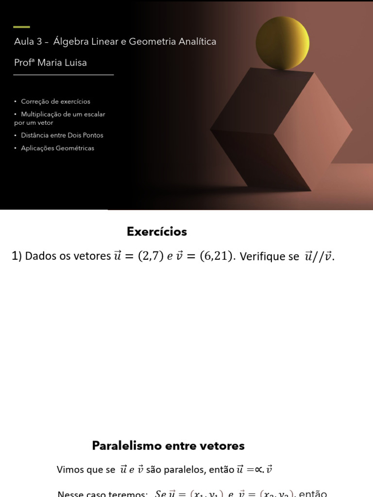 Aula 3 - Álgebra Linear e Geometria Analítica | PDF